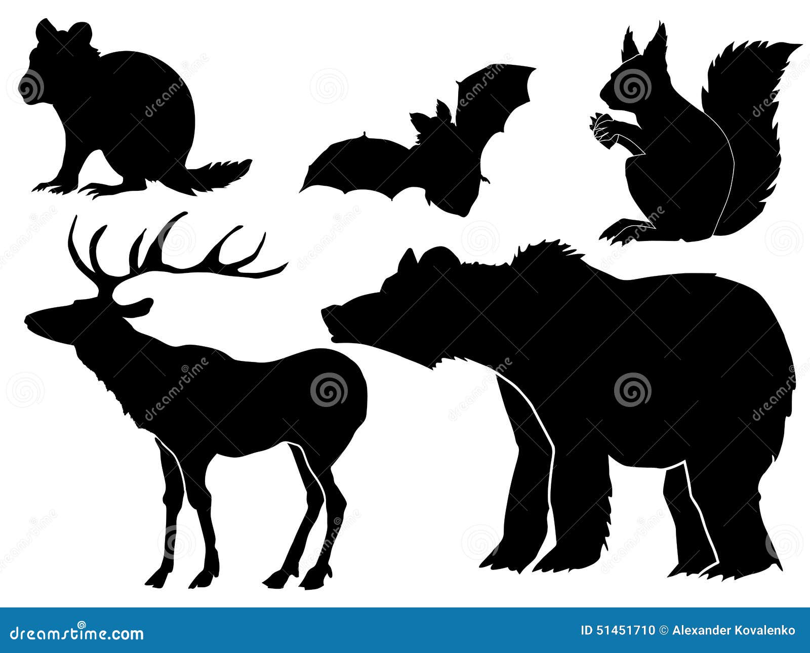 Set of forest animals stock illustration. Illustration of deer - 51451710