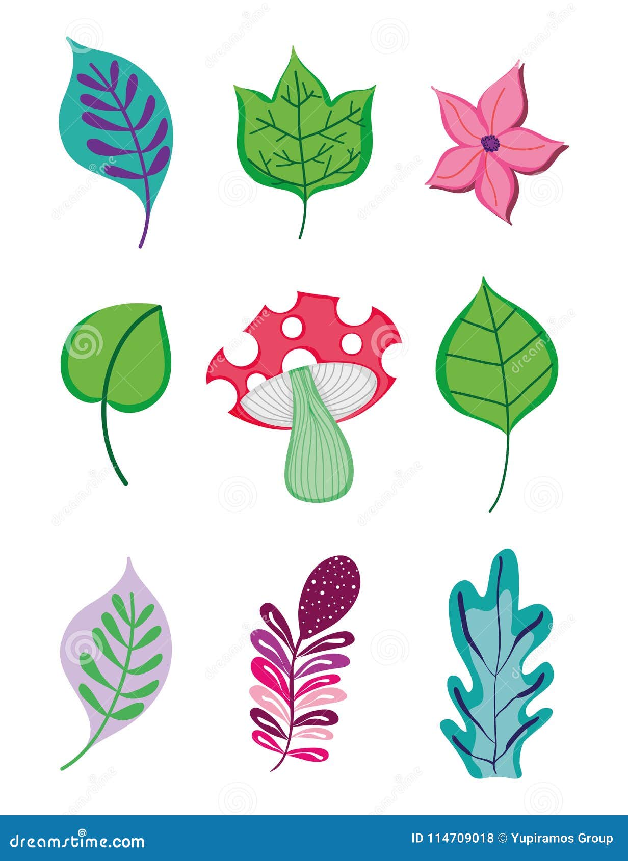 Set of forest elements stock vector. Illustration of color - 114709018