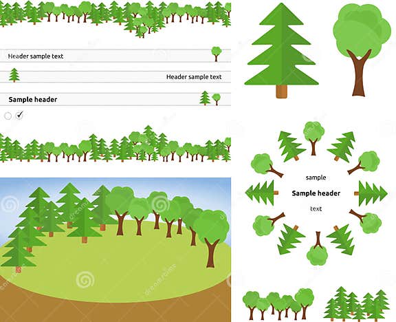Set of forest headers stock illustration. Illustration of forest - 50103525
