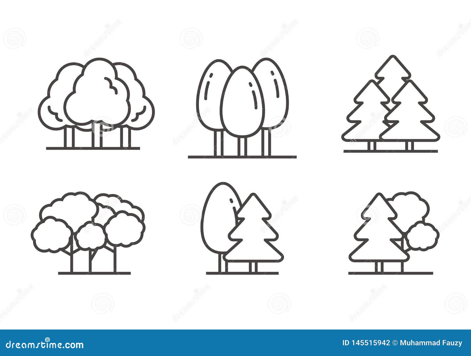 Set of Forest Icon with Outline Style. Forest Icon Vector Illustration ...