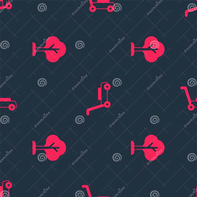 Set Forest and Lawn Mower on Seamless Pattern. Vector Stock ...