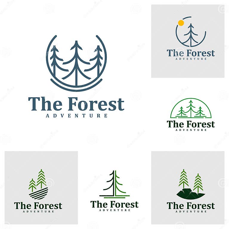Set of Forest Logo Design Template. Creative Pine Logo Vector ...
