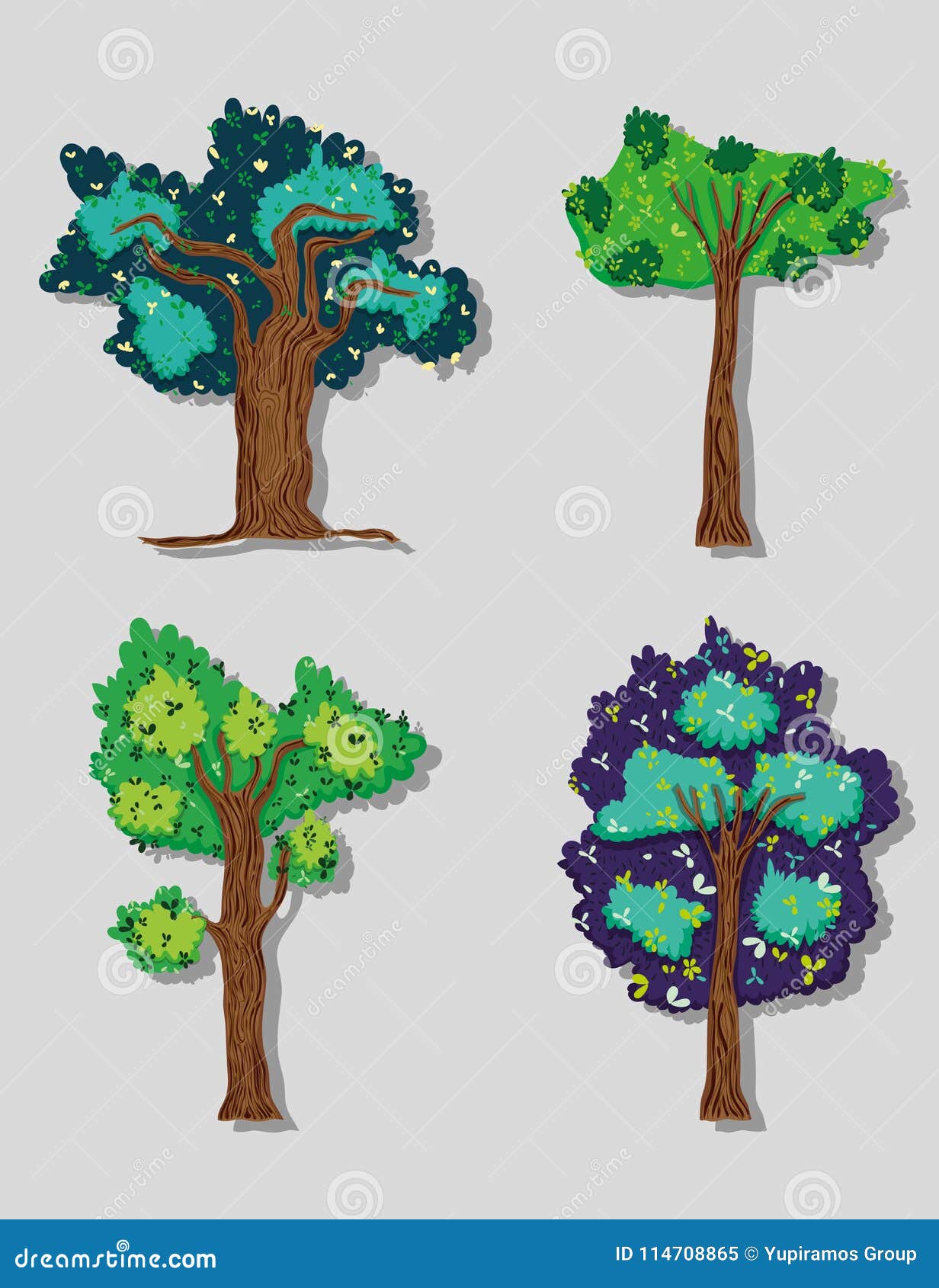 Set of forest trees stock vector. Illustration of misty - 114708865