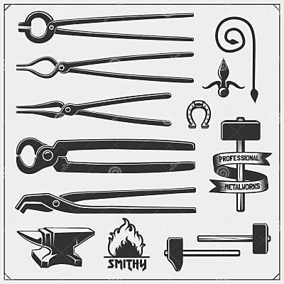 Set of forging tools. stock vector. Illustration of retro - 124947000