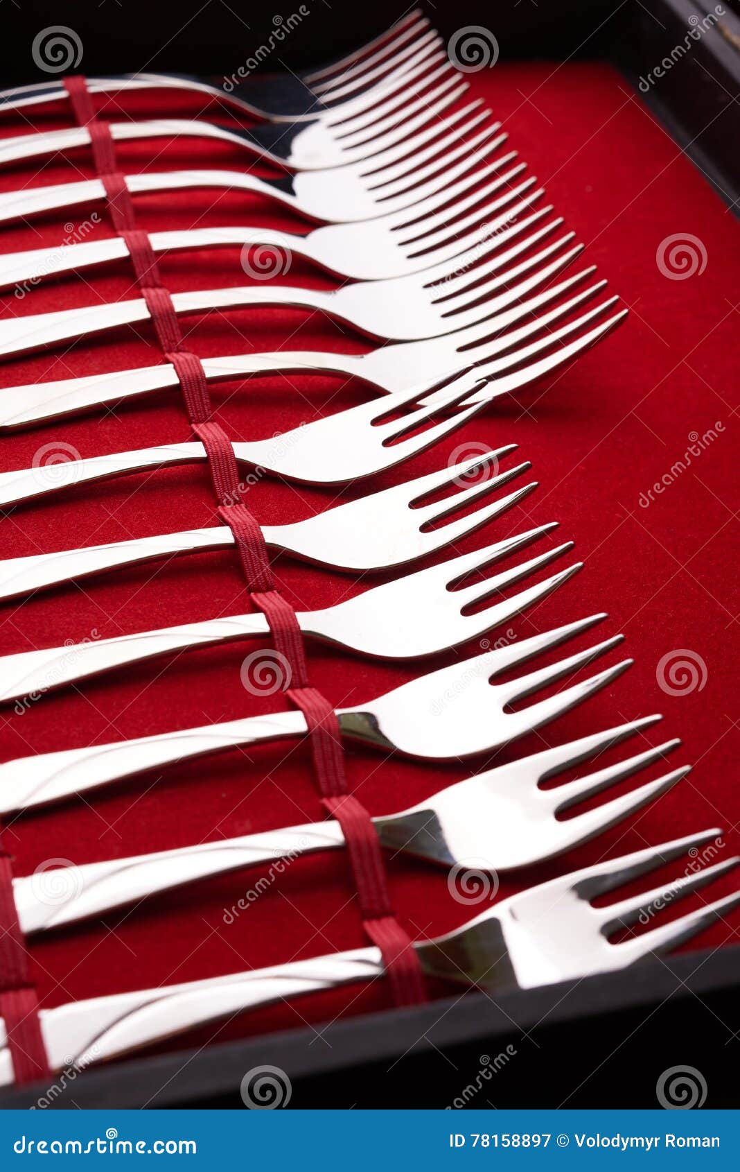 Set of of forks in a case stock image. Image of fork - 78158897