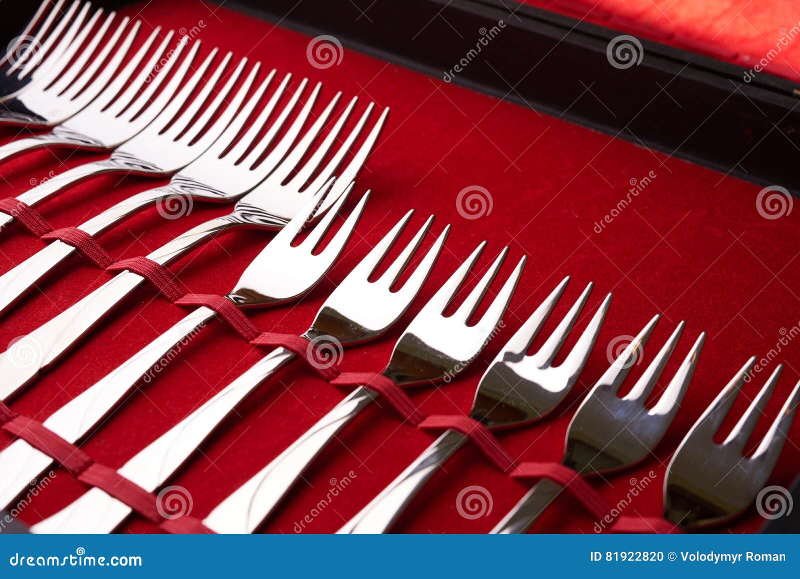 Set of of forks in a case stock photo. Image of decorative - 81922820