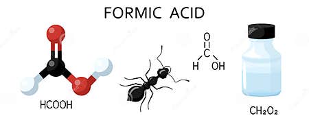 Set of Formic Acid Solution in Blue Bottle Isolated on White Background ...