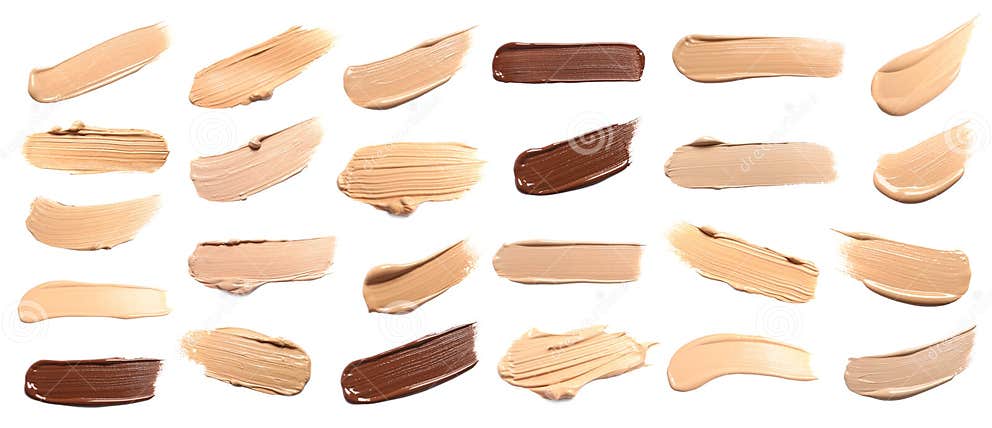 Set of Foundation Samples in Different Tones on White Background Stock ...
