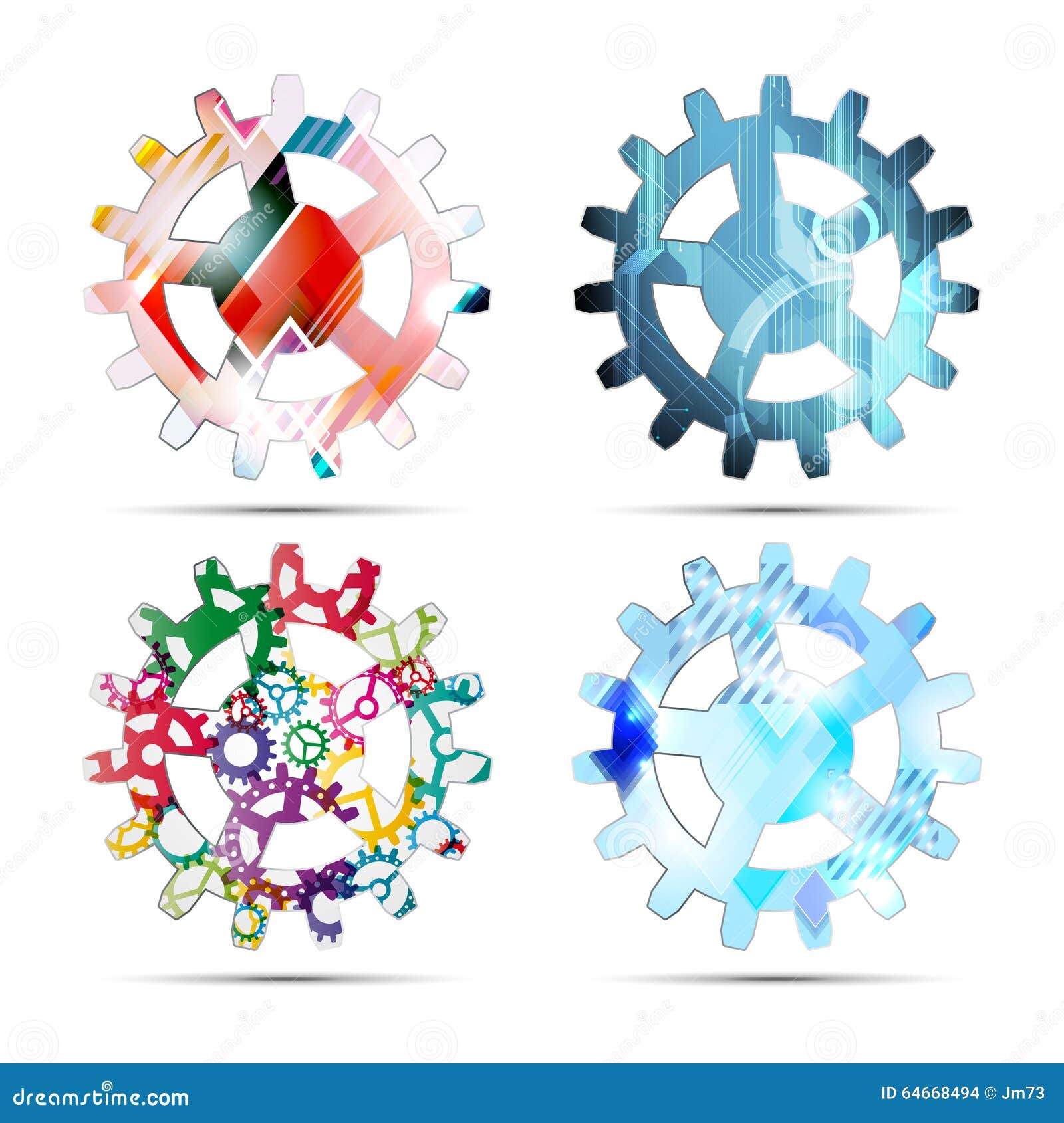 Set of four abstract gears stock vector. Illustration of technology ...