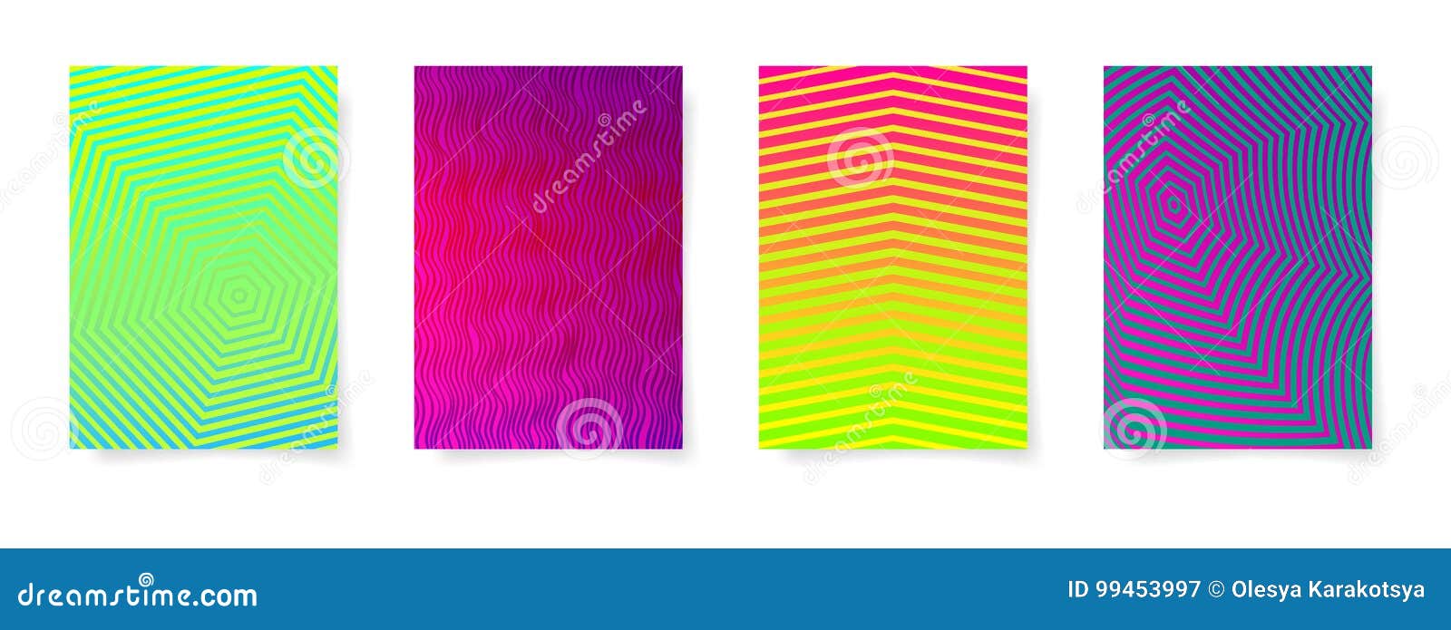 Set of Four Abstract Geometric Pattern A4 Format in Bright Color Stock ...
