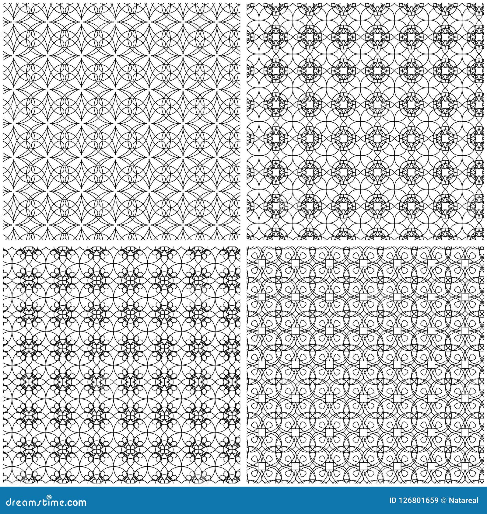 Set of four seamless grids stock illustration. Illustration of graphing ...