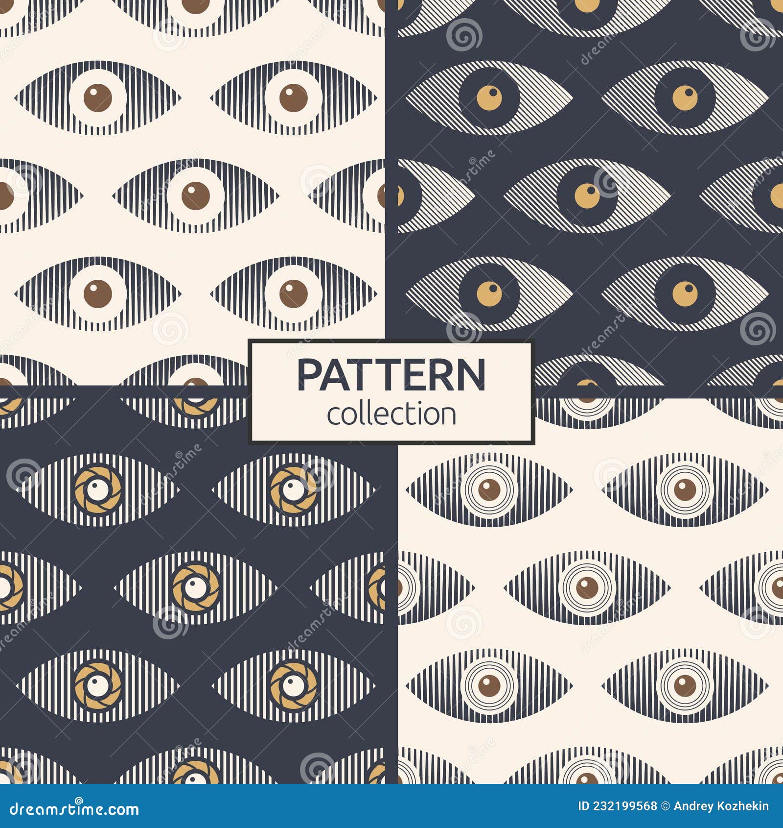 Set of Four Abstract Seamless Eyes Patterns Stock Vector - Illustration ...