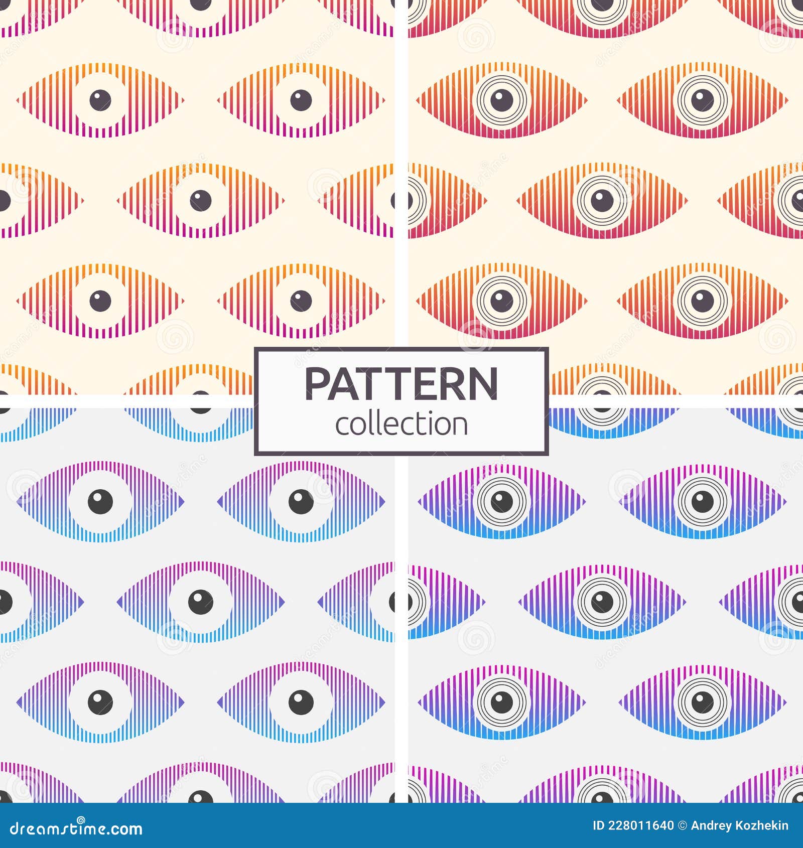 Set of Four Abstract Seamless Eyes Patterns Stock Vector - Illustration ...