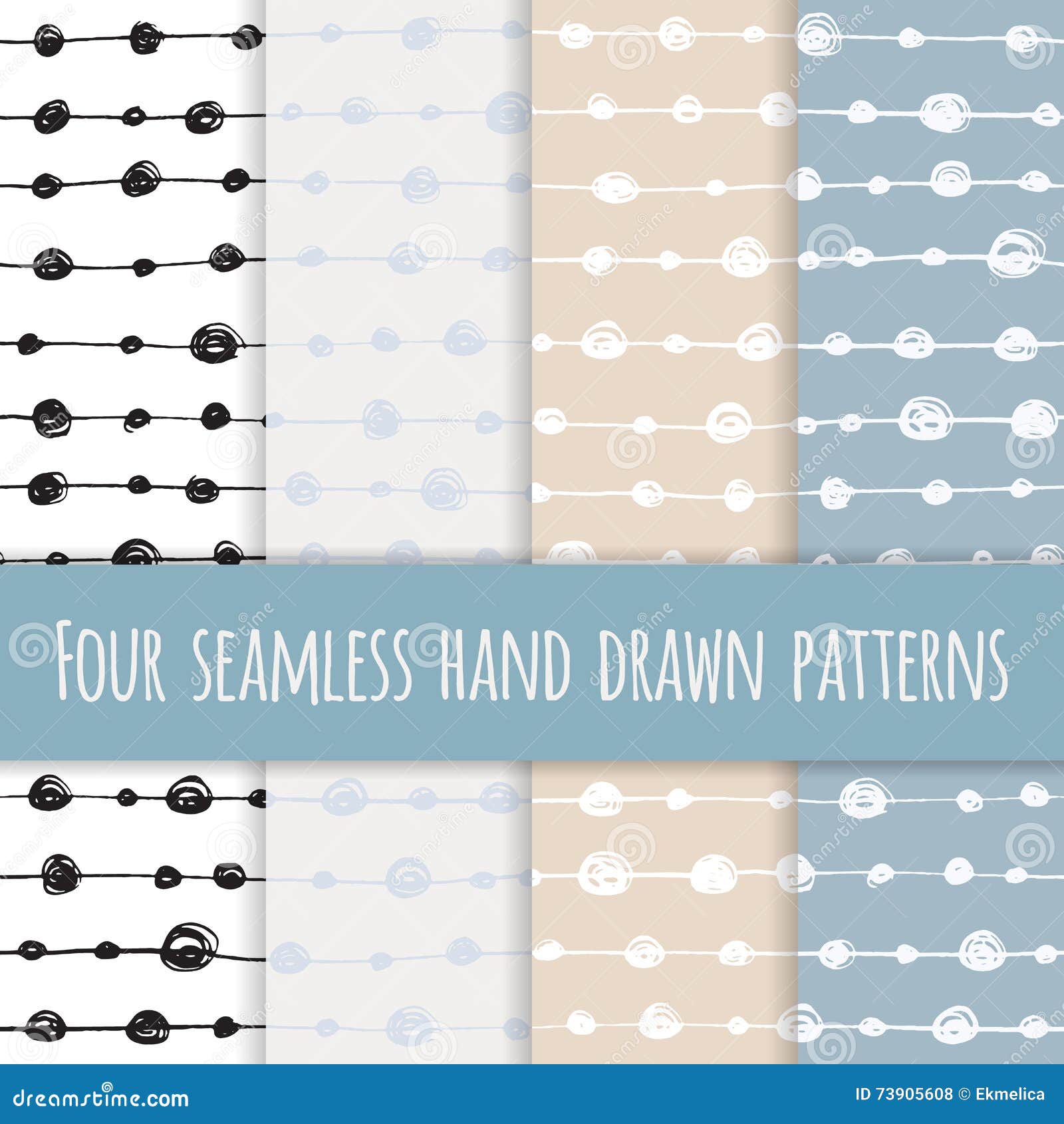 Set of Four Abstract Seamless Ink Patterns. Stock Vector - Illustration ...