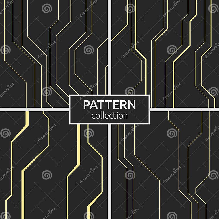 Set of Four Abstract Vector Seamless Patterns of Lines. Stock Vector ...