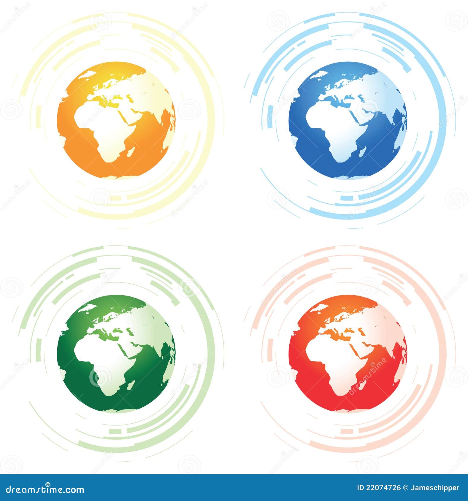 Set of Four Abstract Worlds Stock Vector - Illustration of global ...