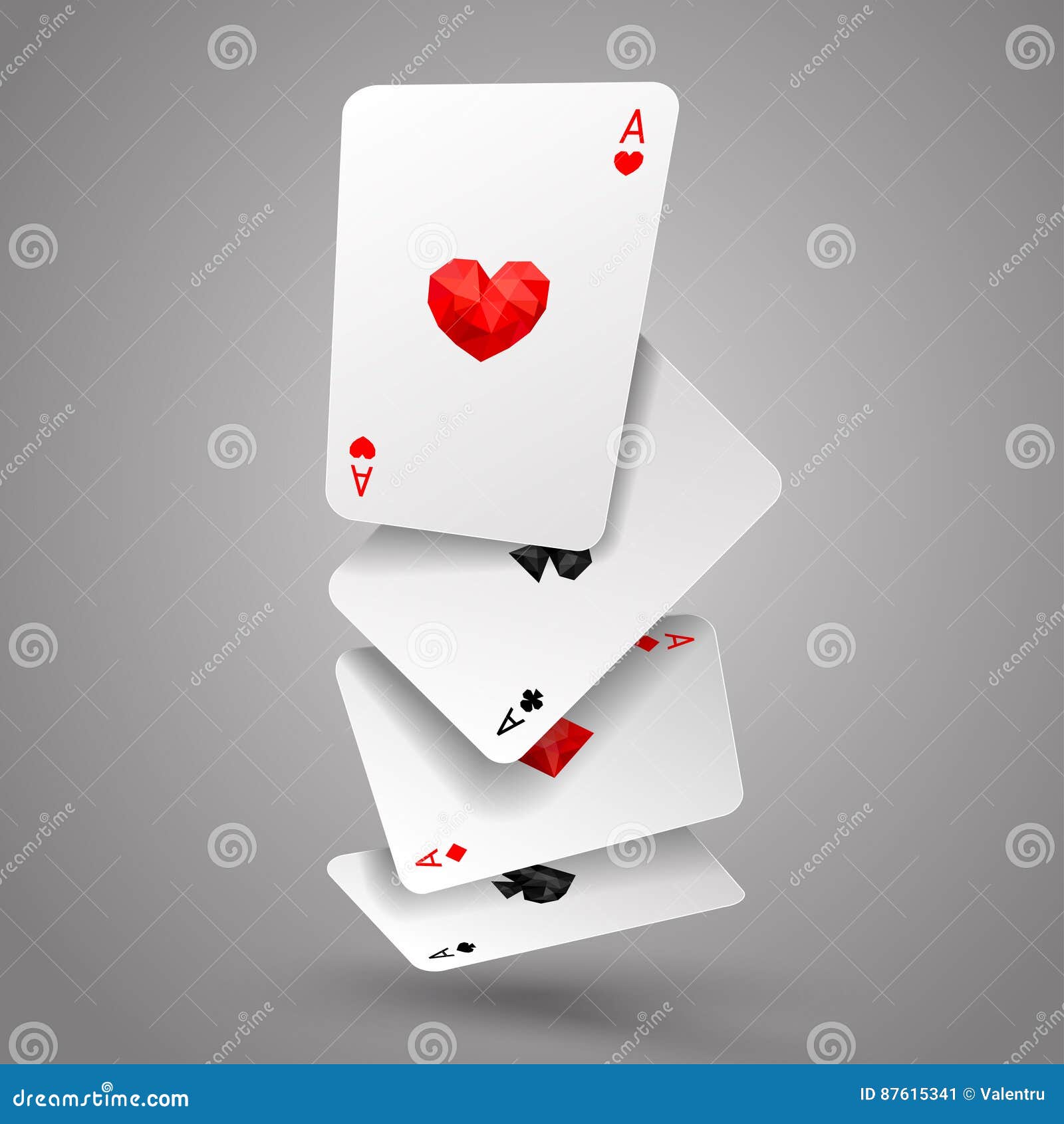 Set of Four Ace Playing Cards Fly or Fall. Winning Poker Hand Stock ...