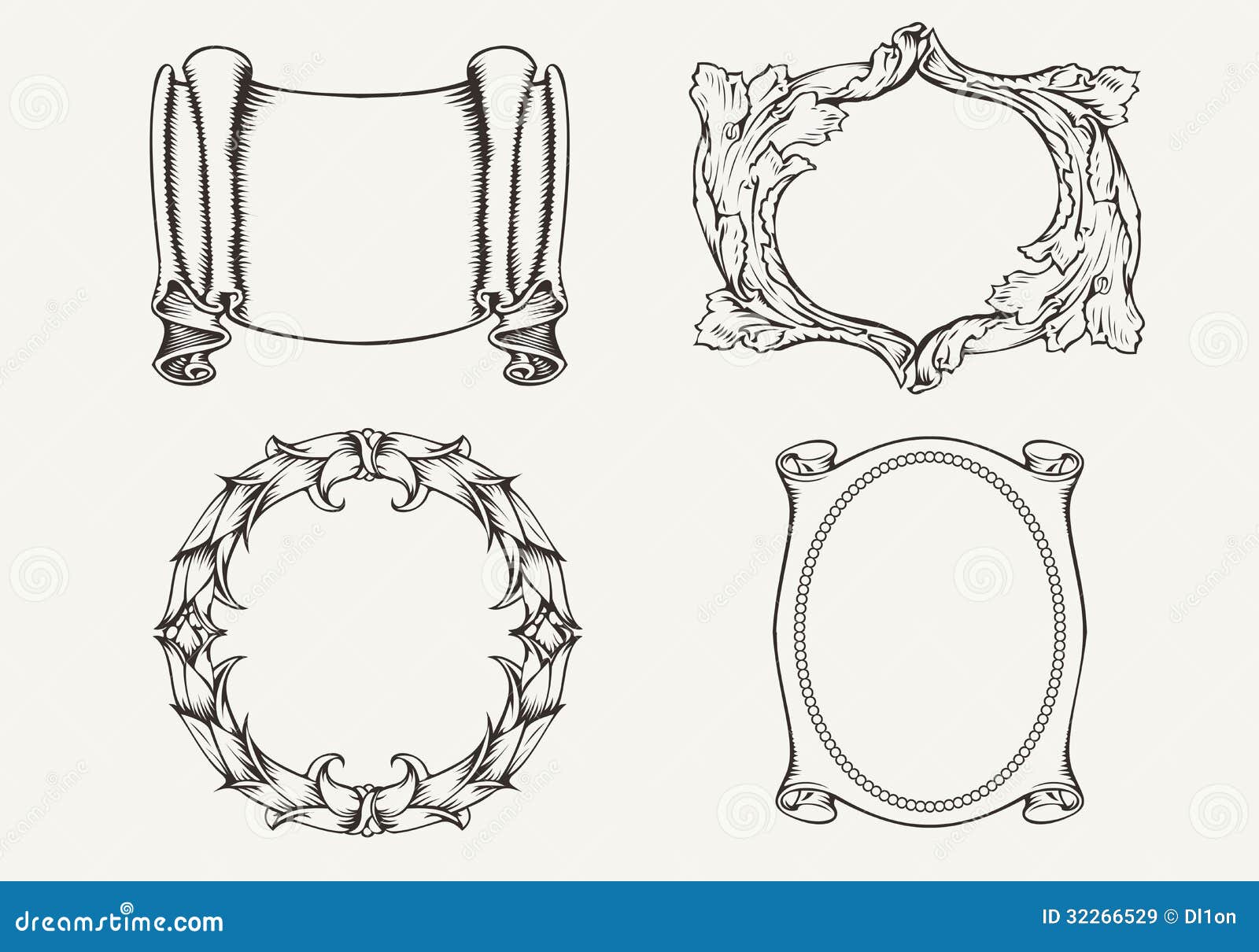 Set of Four Ancient Banners and Frames. Stock Vector - Illustration of ...