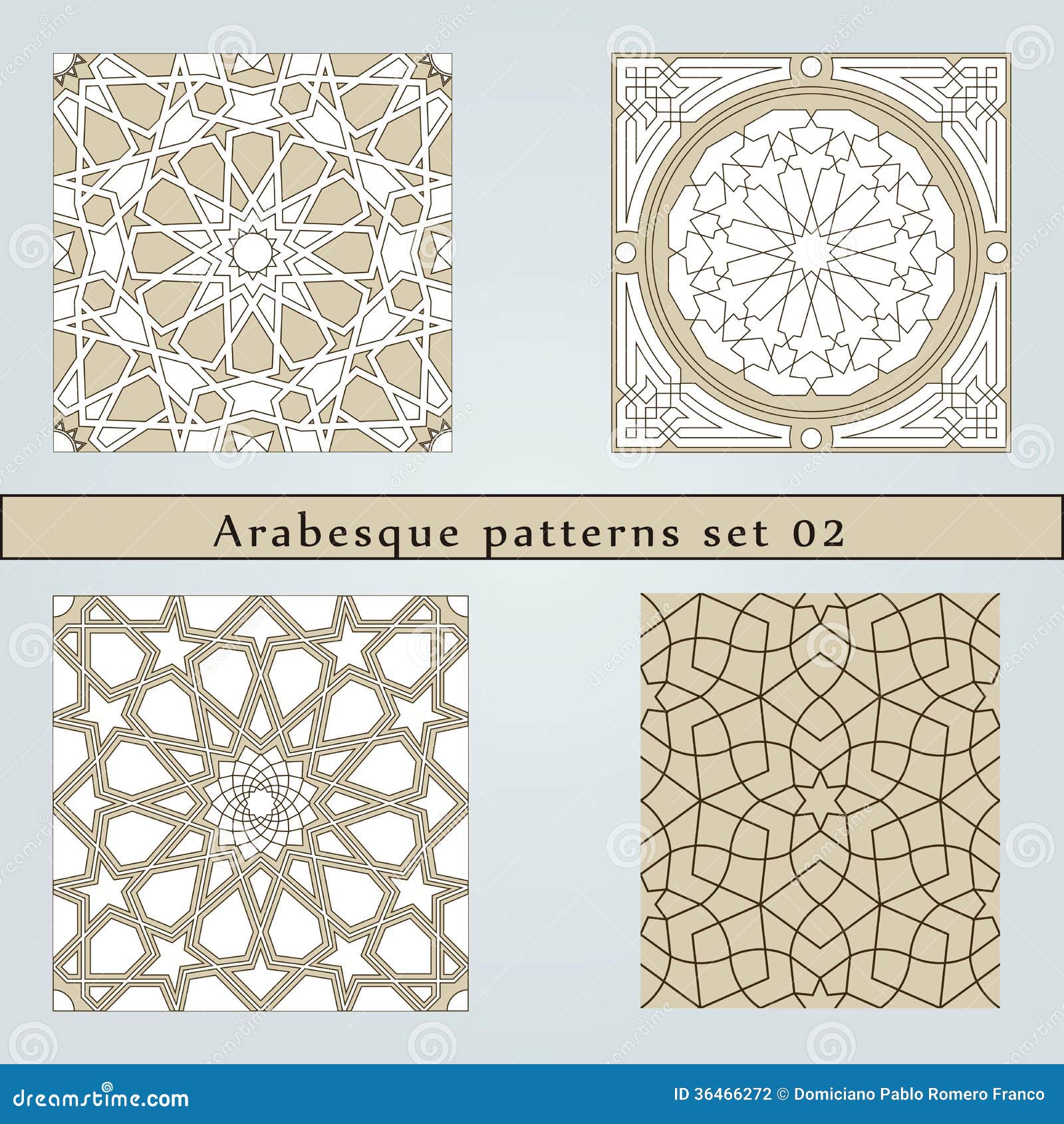 Set of Four Arabesque Seamless Pattern Stock Vector - Illustration of ...