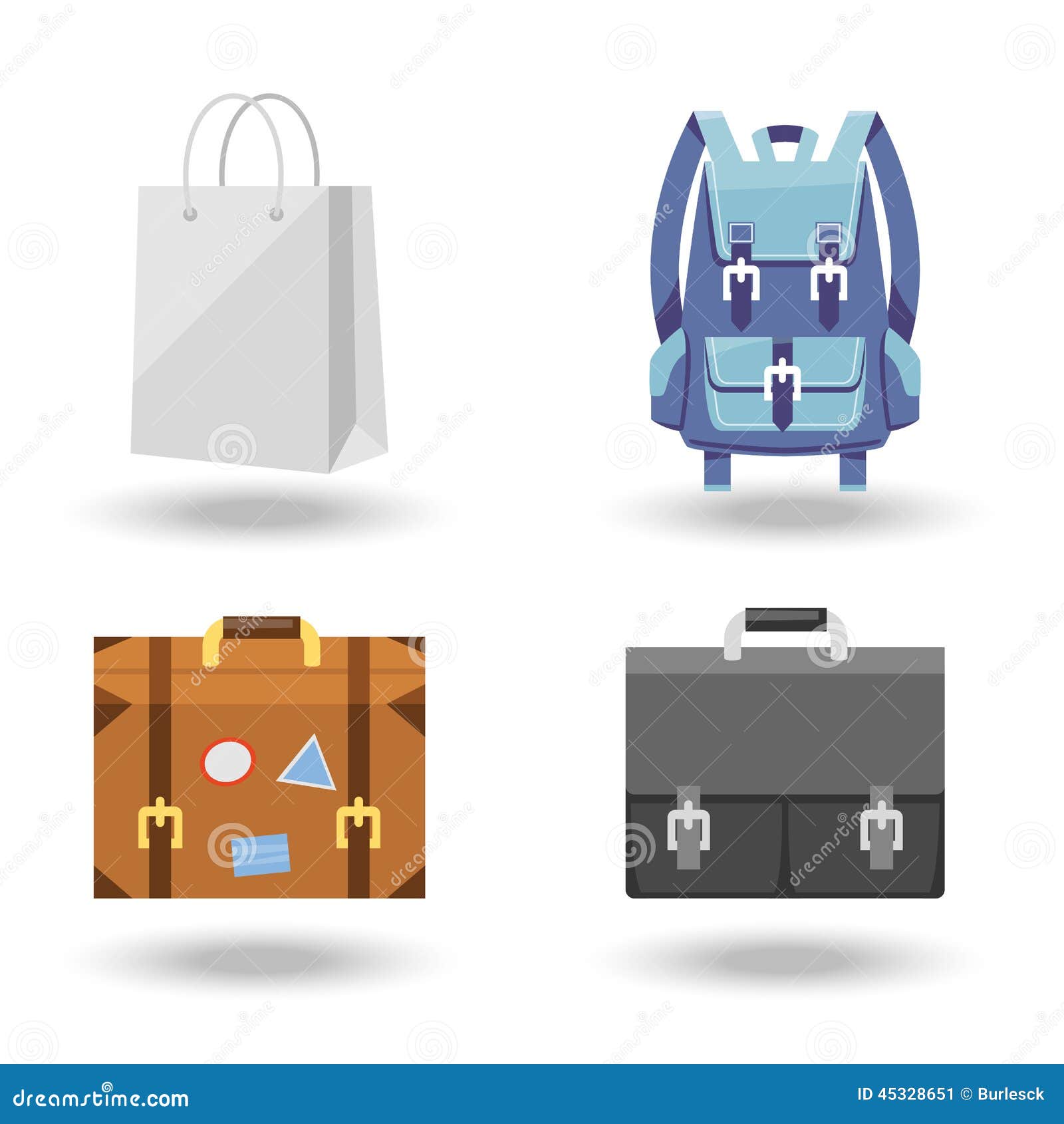 Set of Four Baggage Vector Illustrations Stock Vector - Illustration of ...