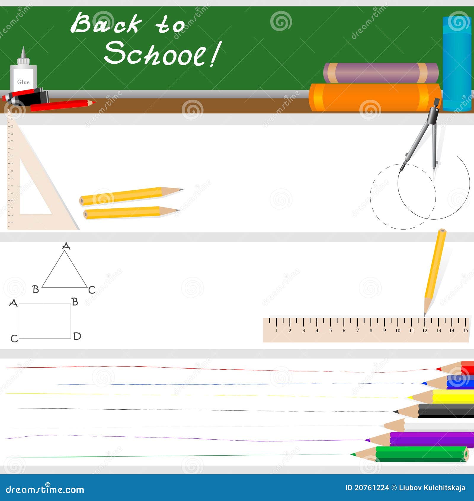 Set of four banners. stock vector. Illustration of pencil - 20761224