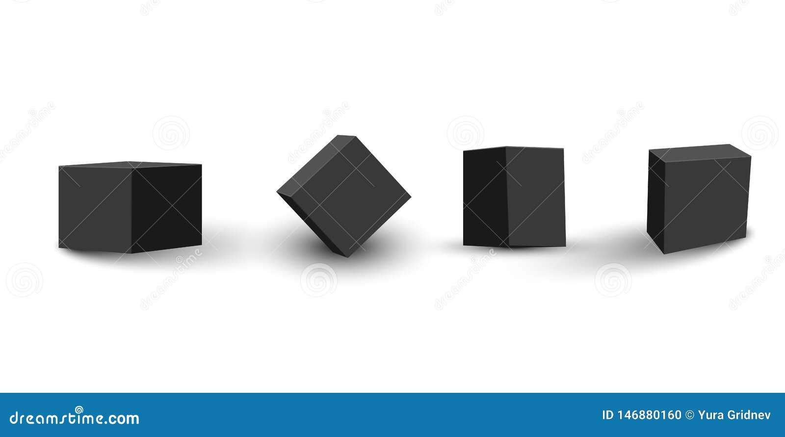 Set of Four Black Blank Boxes. Box Templates for Your Design. Vector ...
