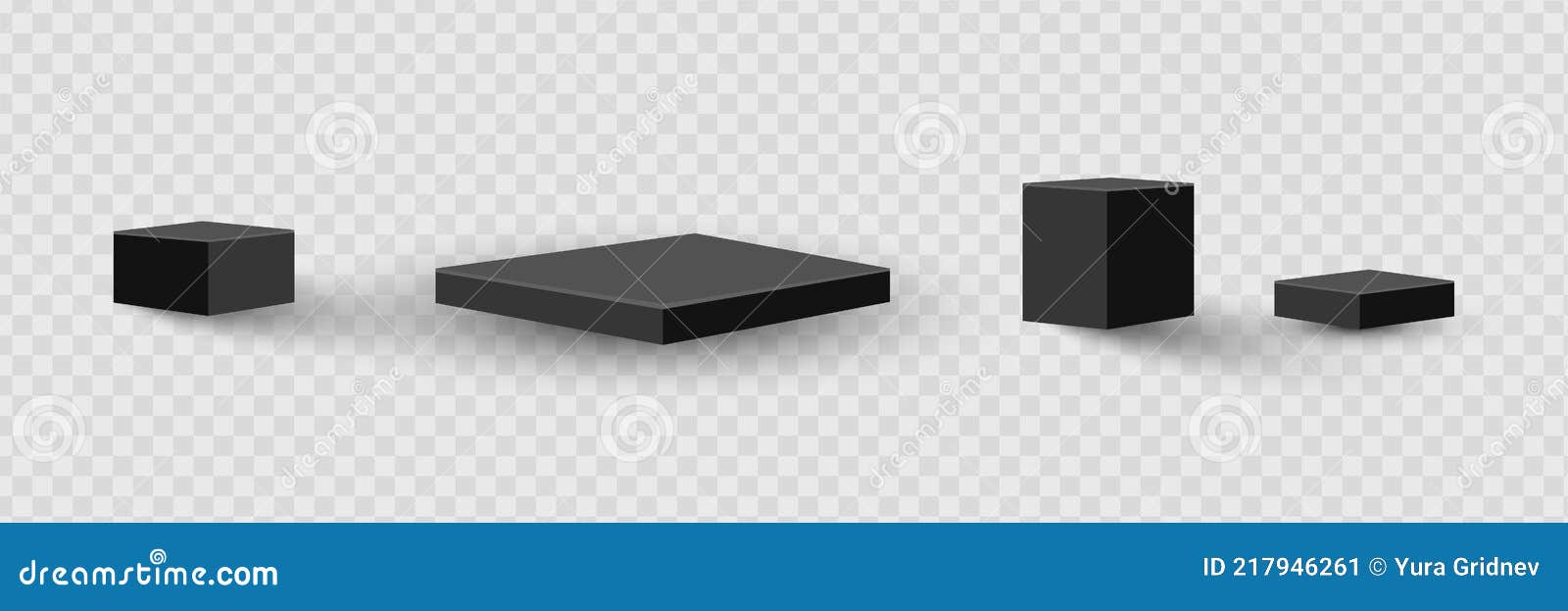 Set of Four Black Blank Boxes. Box Templates for Your Design. Vector ...
