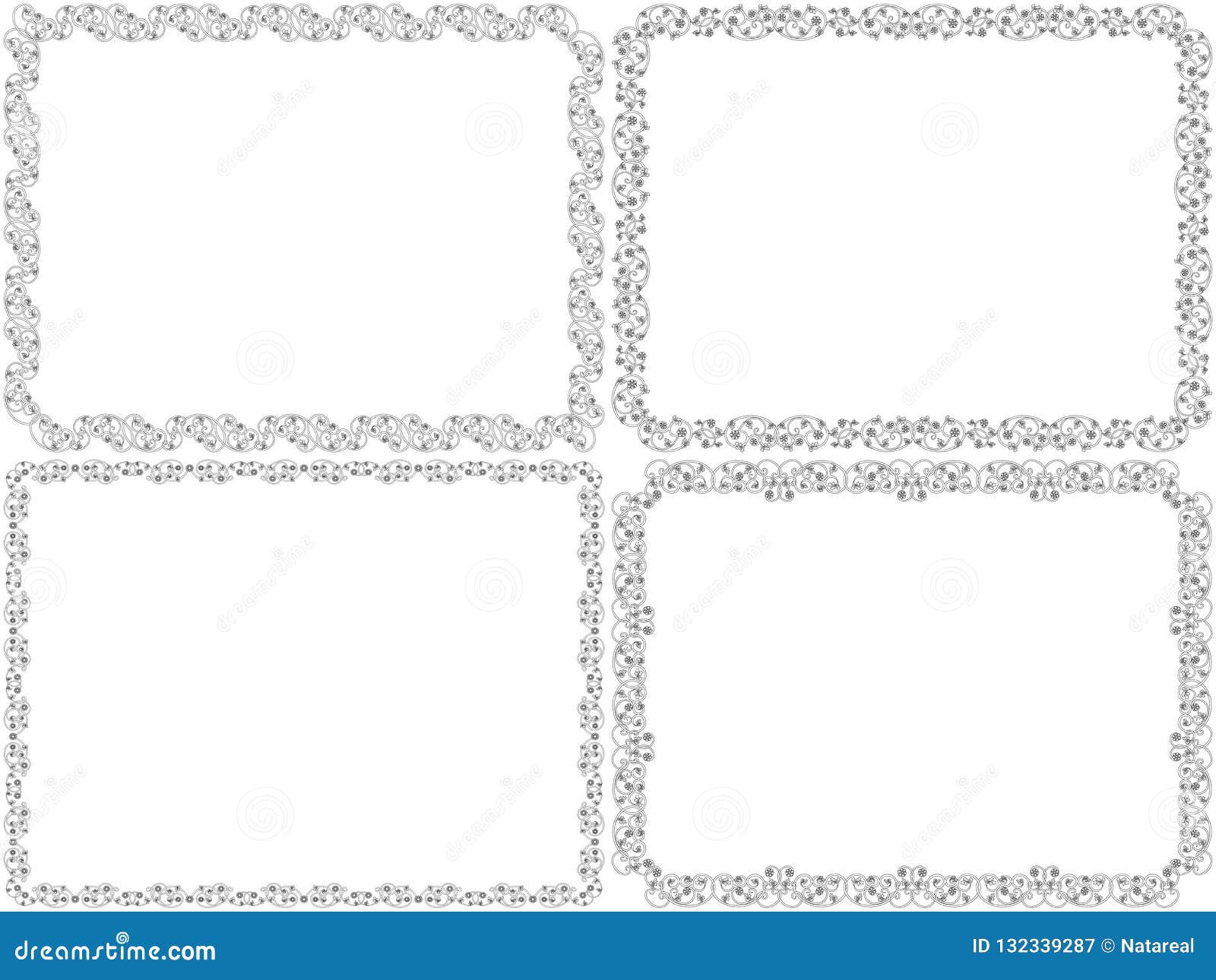 Set of Four Black Decorative Frames Stock Vector - Illustration of ...