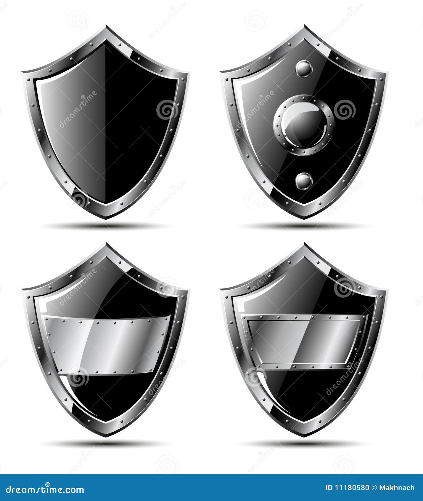 Set of Four Black Steel Shields Stock Vector - Illustration of ...