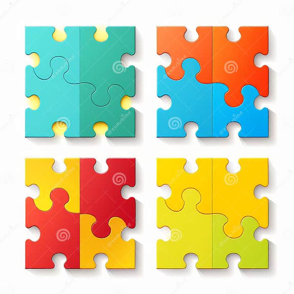 Set of Four Blank Jigsaw Puzzle Templates for Creative Design, Ai ...