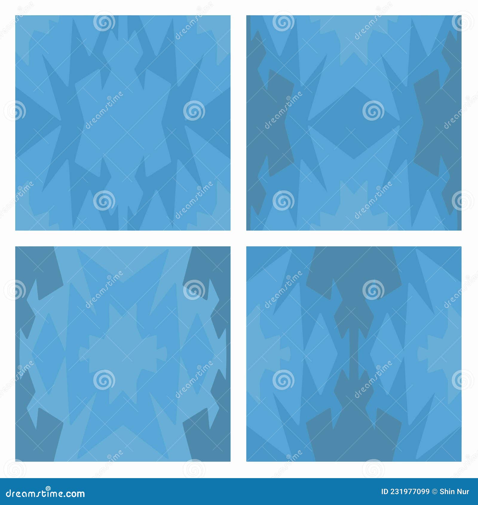 Set of Four Blue Crystal Pattern Stock Vector - Illustration of ...