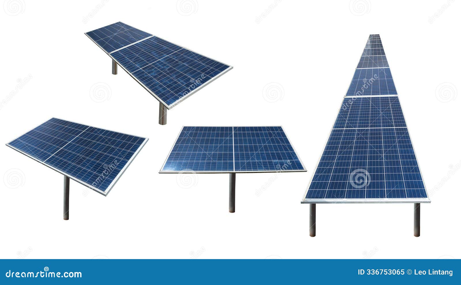 A Set of Four Blue Solar Panels or Solar Cells is Shown in Different ...