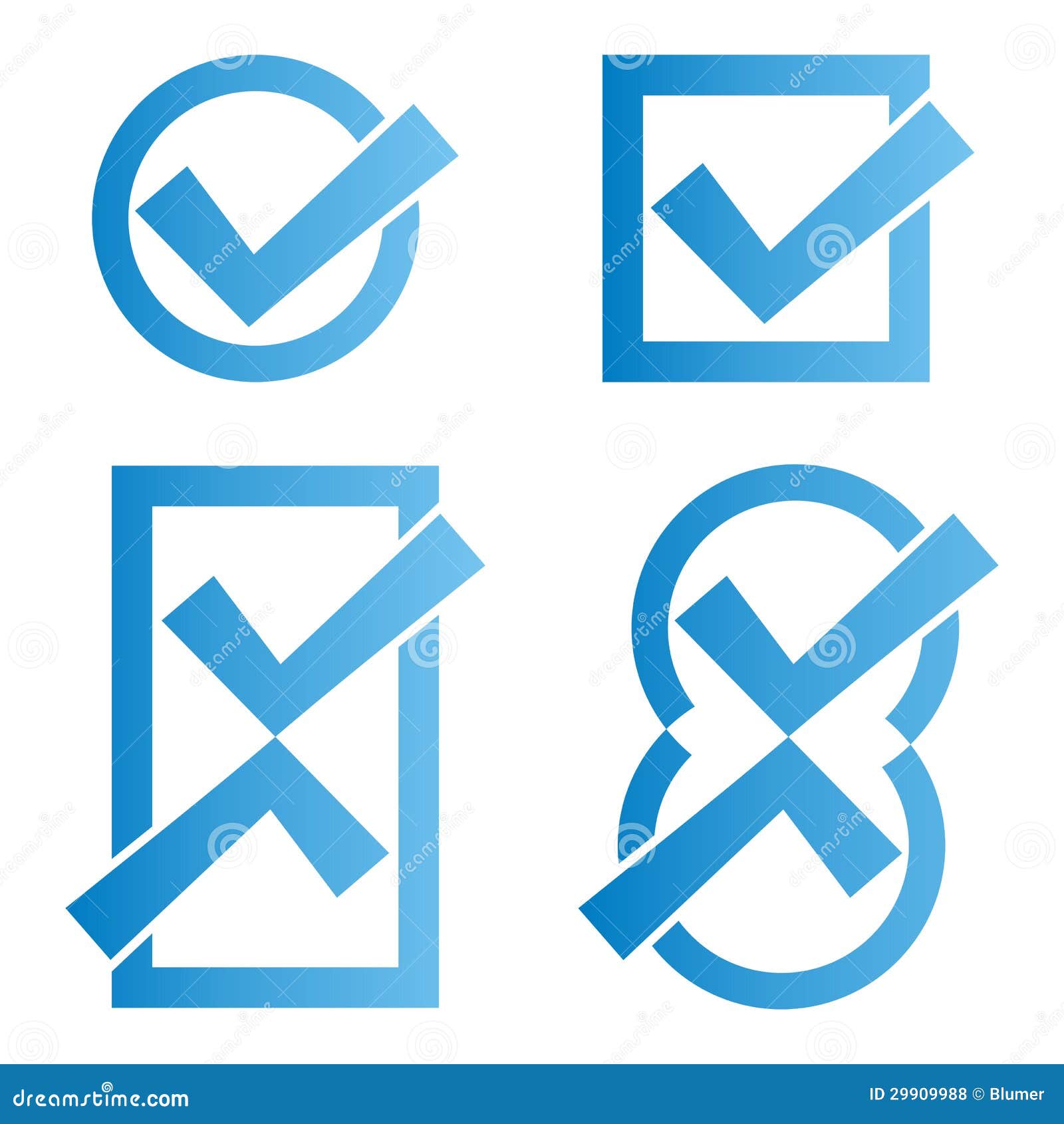 Blue Tick Icon Vector Symbol, Checkmark Isolated On White Background ...