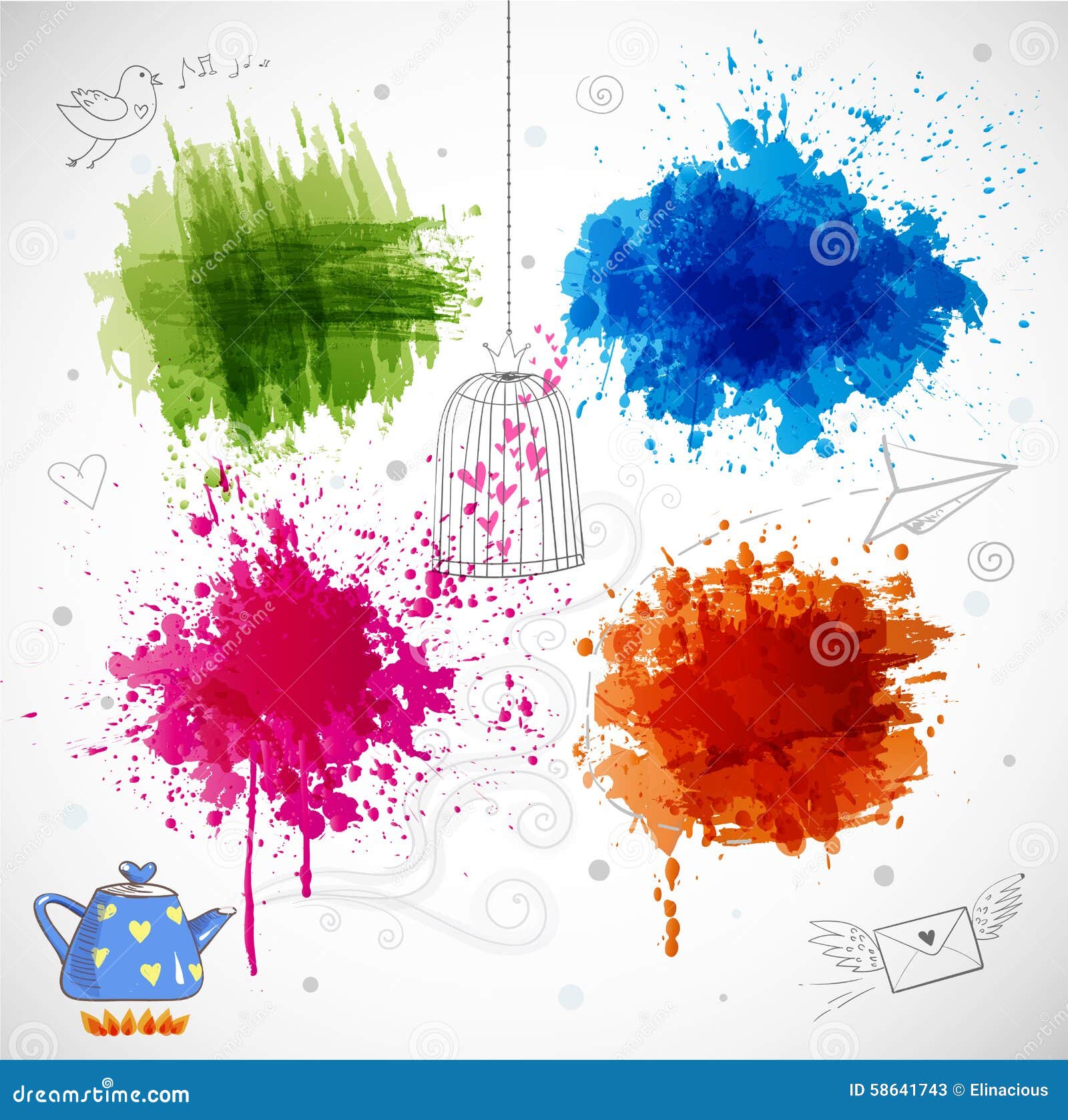 Set of Four Bright Grunge Backgrounds Stock Vector - Illustration of ...