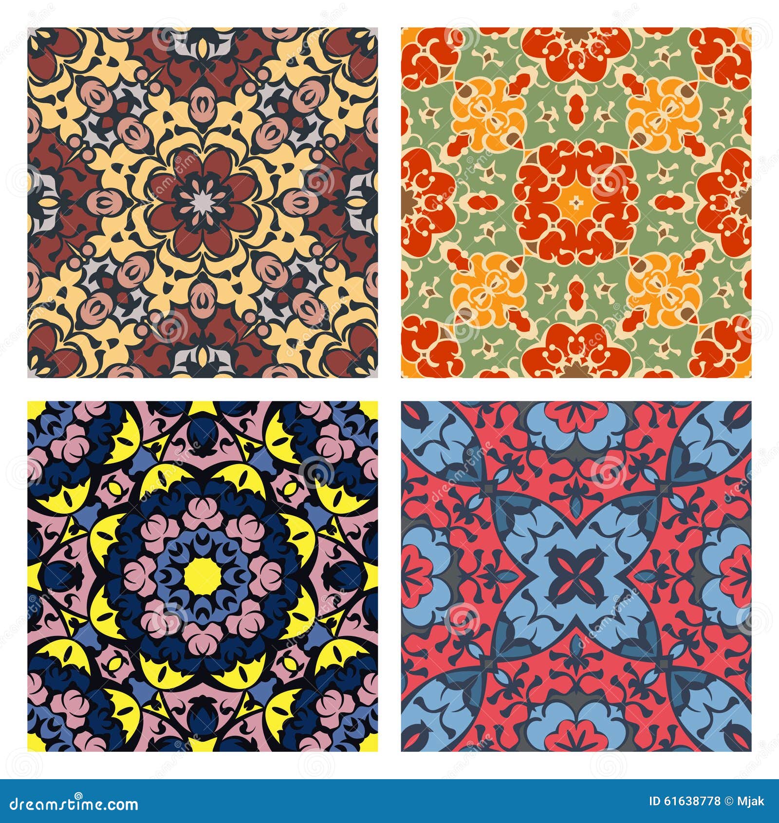 Set of Four Bright Seamless Eastern Patterns Stock Vector ...