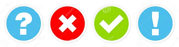 Set of Four Buttons Question Checkmarks and Answer Blue Red Green Stock ...