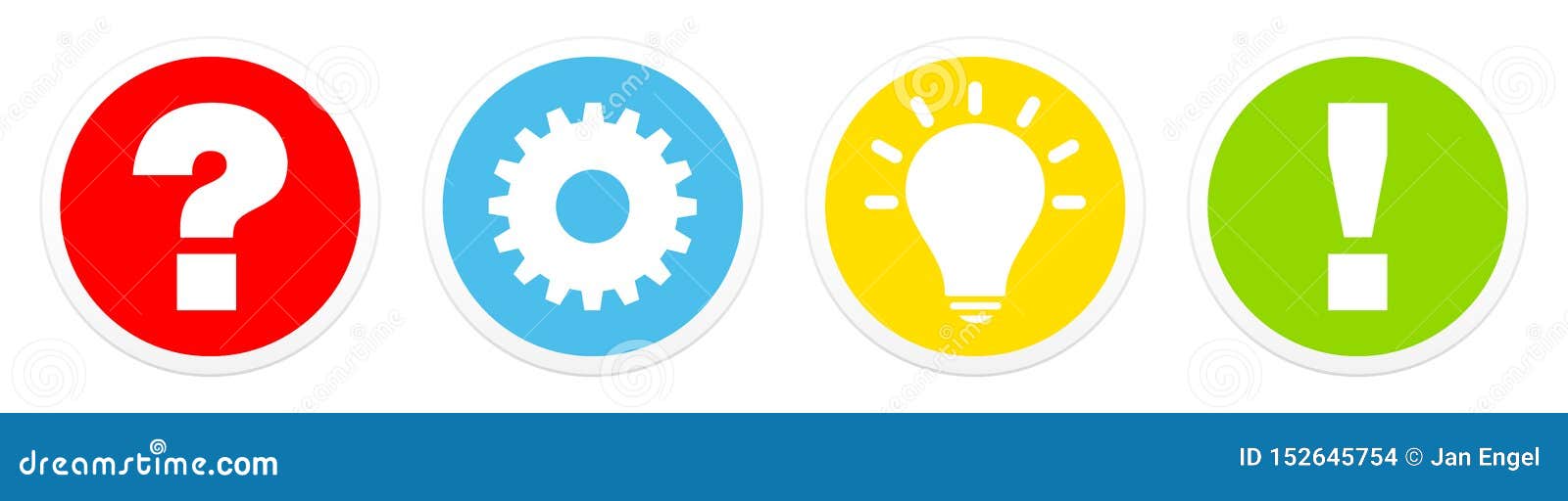 Set of Four Buttons Question Work Idea and Answer Color Stock Vector ...