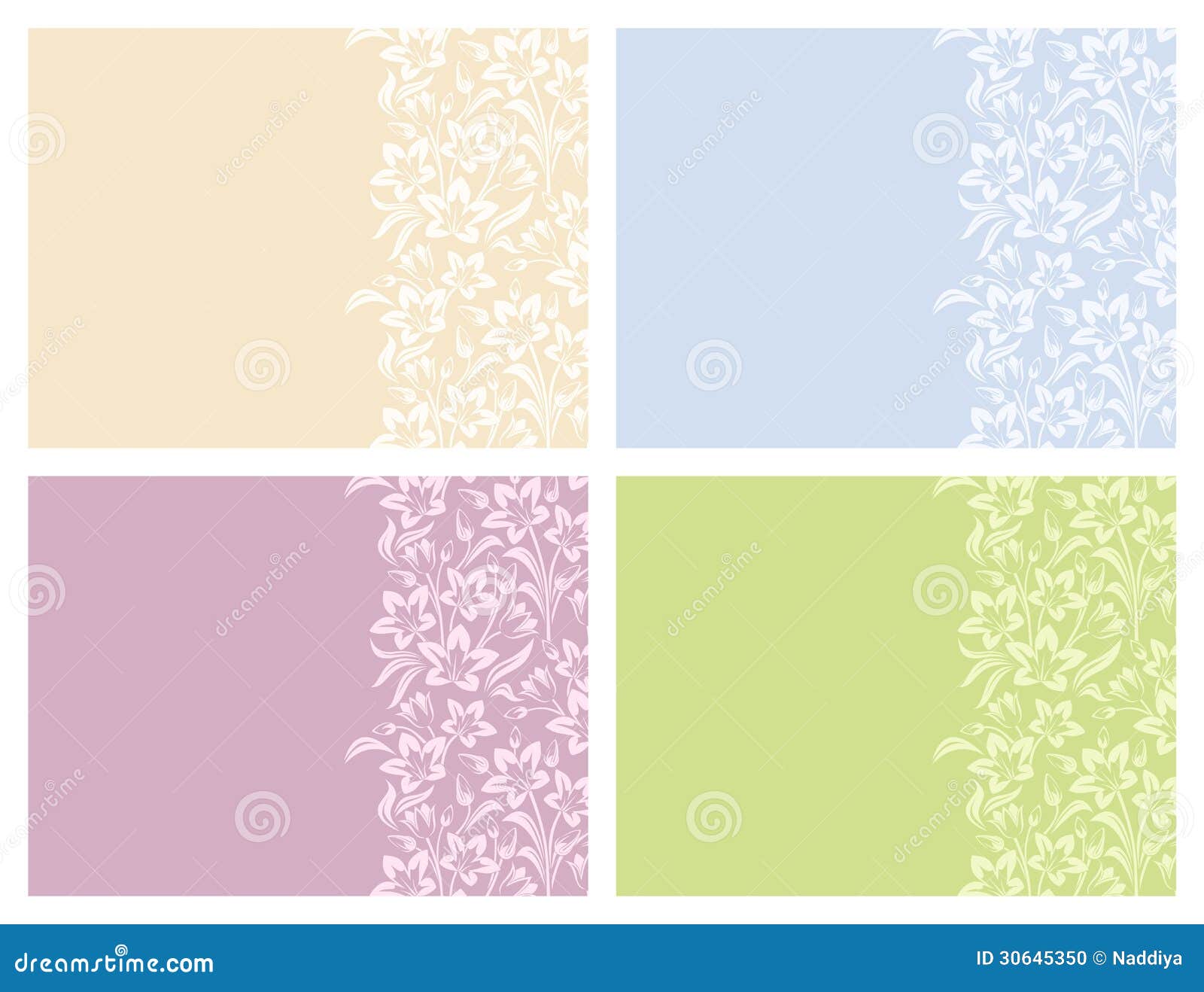 Vector Set of Four Cards with Floral Patterns. Stock Vector ...