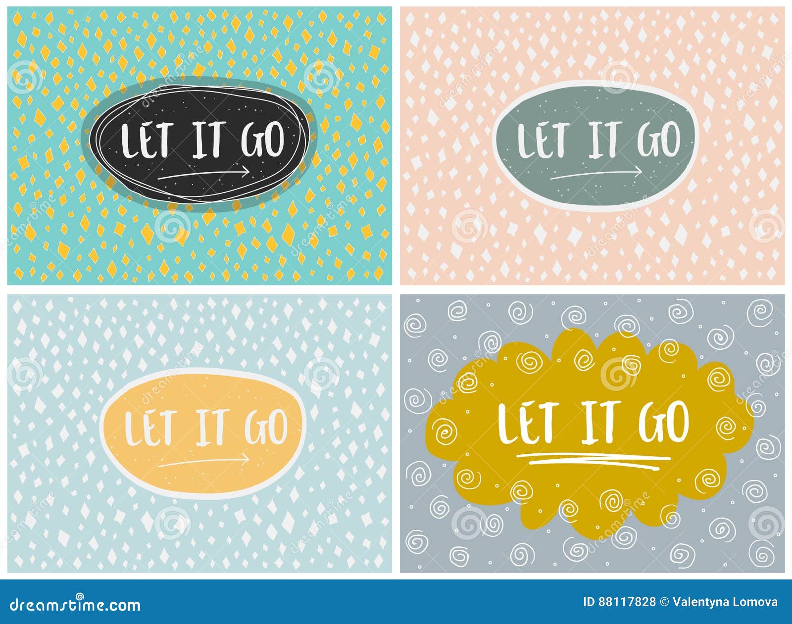 Set of Four Cards, Vector Templates. Let it Go. Stock Vector ...