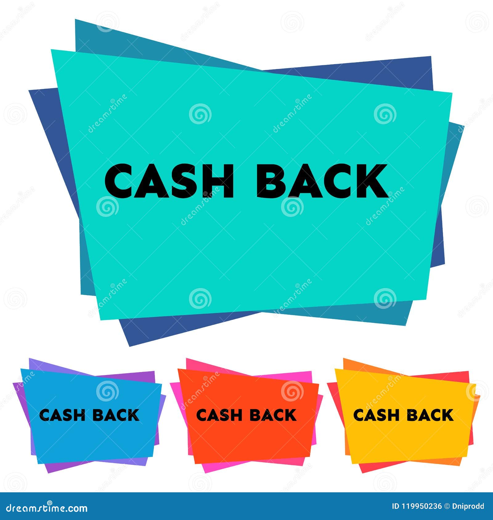 Set of Four Cash Back Stickers with Abstract Colorful Geometric Forms ...