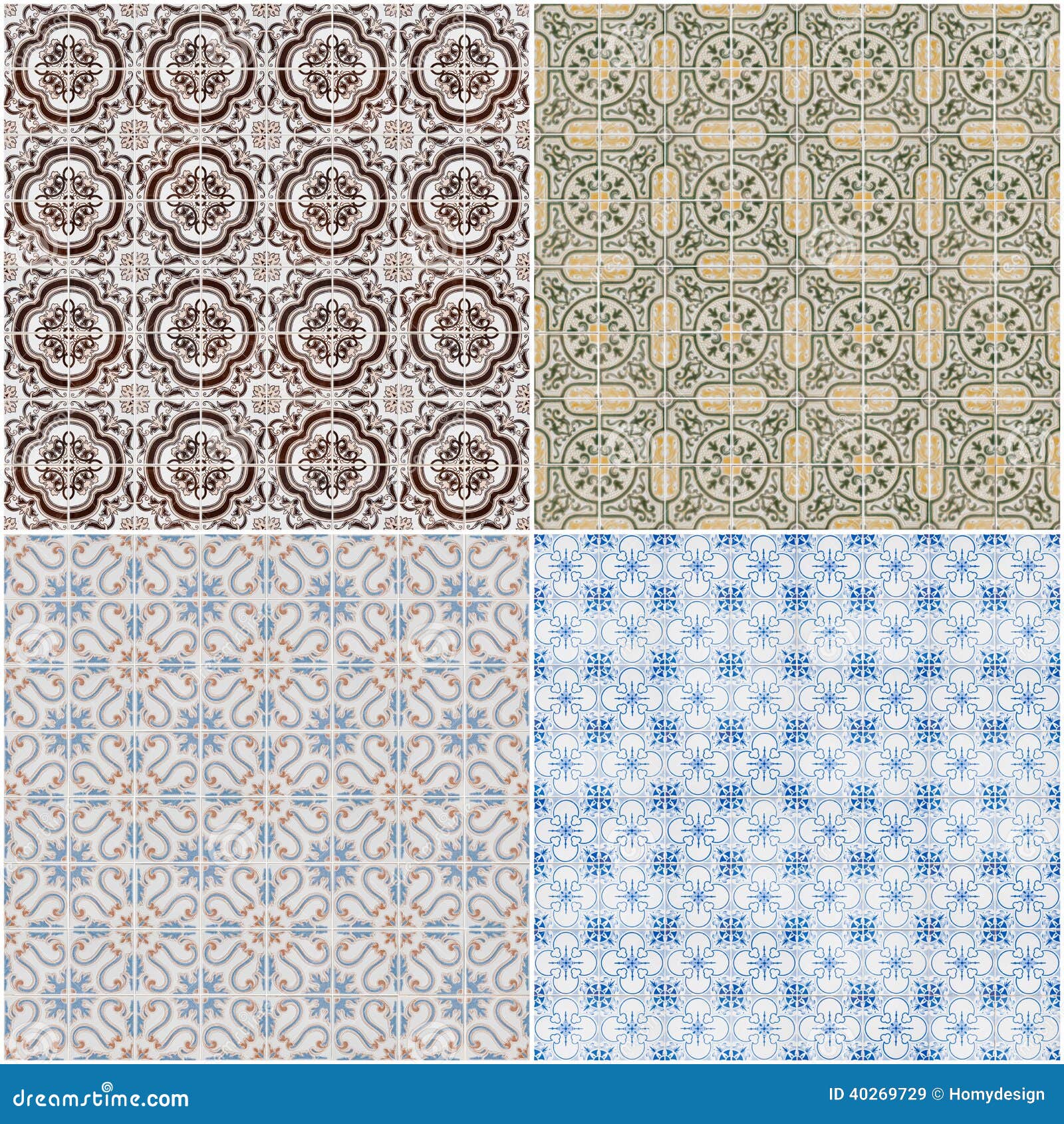 Set of Four Ceramic Tiles Patterns Stock Image - Image of retro, design ...