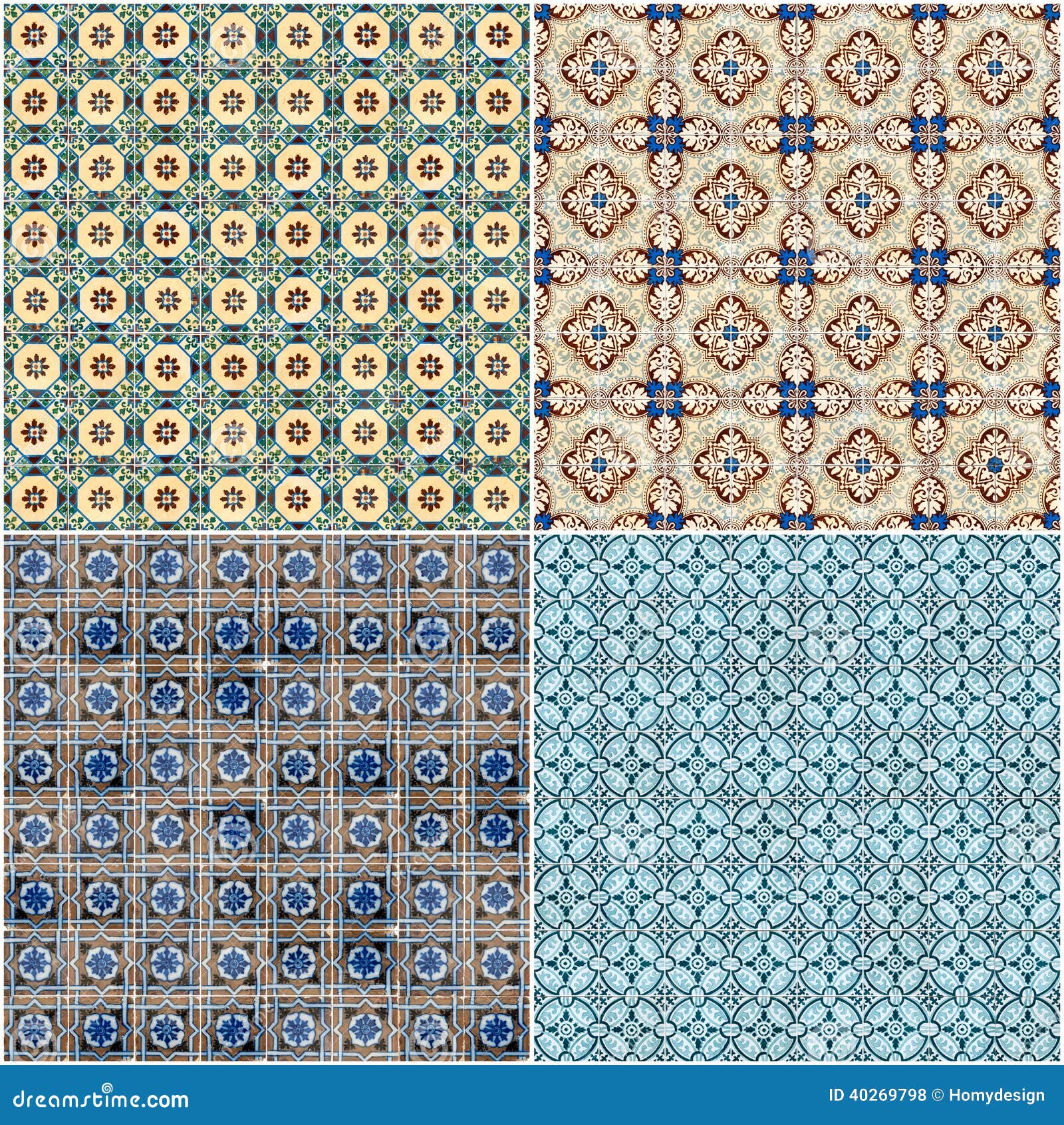 Set of Four Ceramic Tiles Patterns Stock Photo - Image of background ...