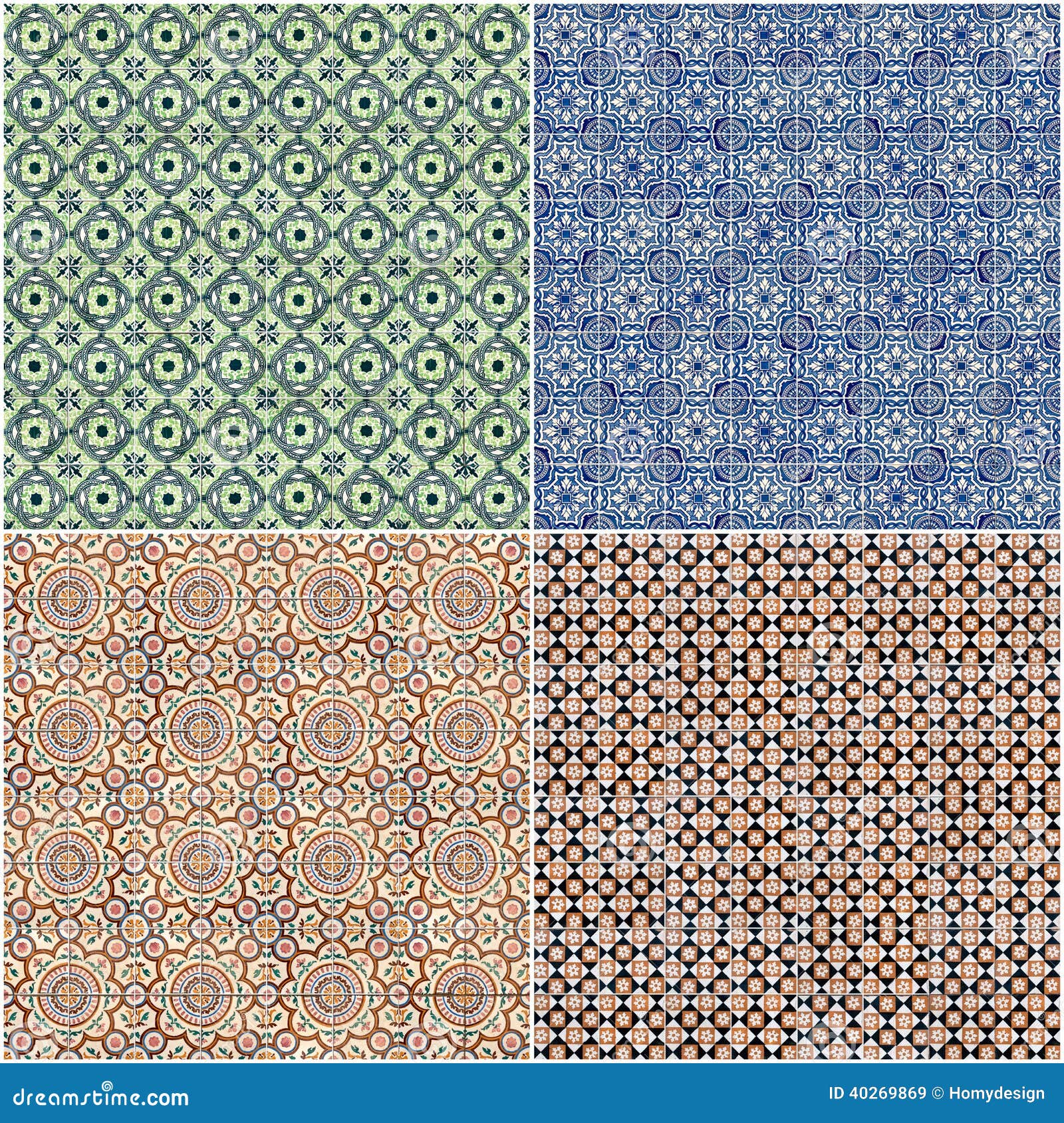 Set of Four Ceramic Tiles Patterns Stock Image - Image of design, retro ...
