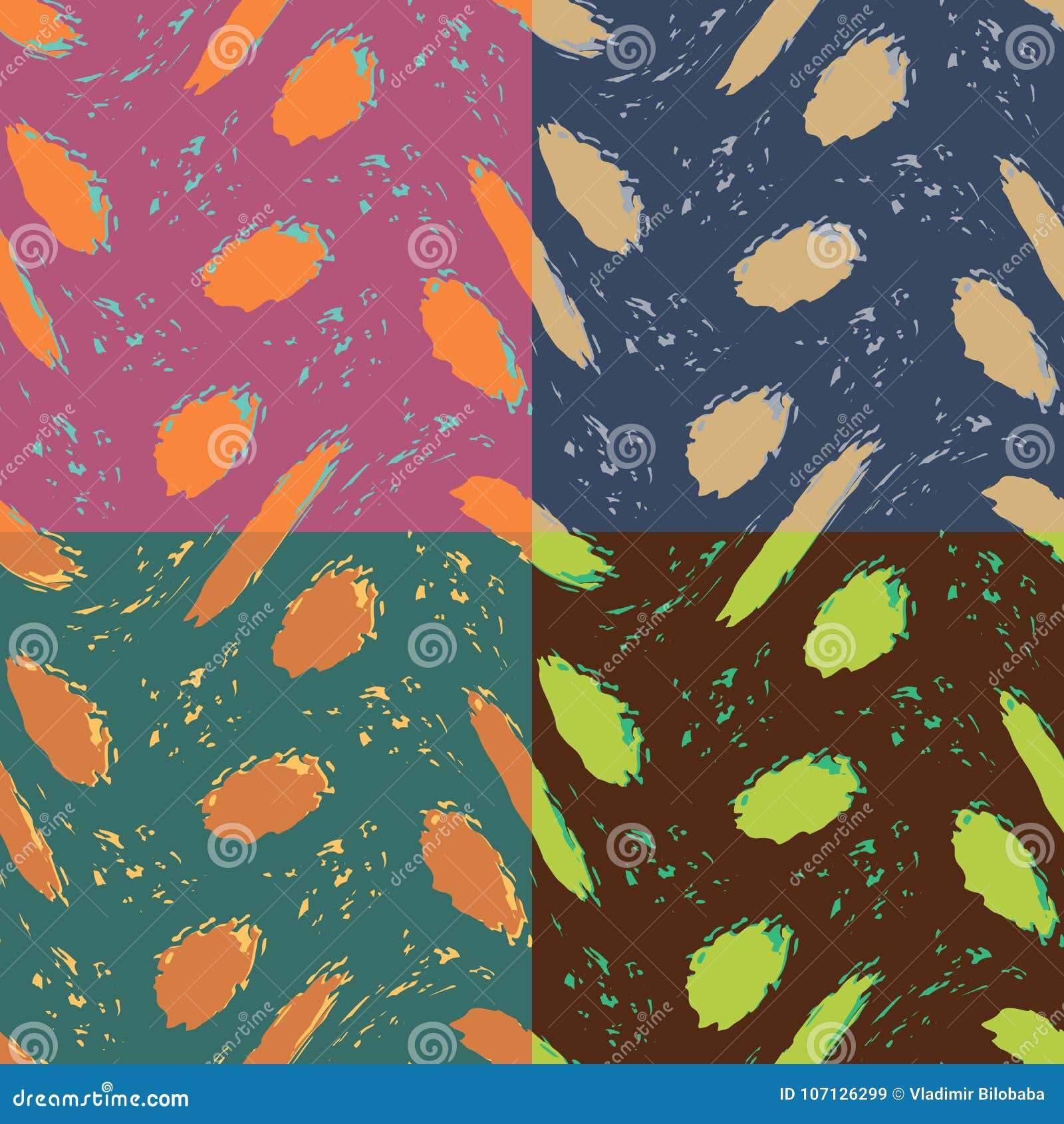 Set of Four Chaotic Seamless Patterns Stock Vector - Illustration of ...