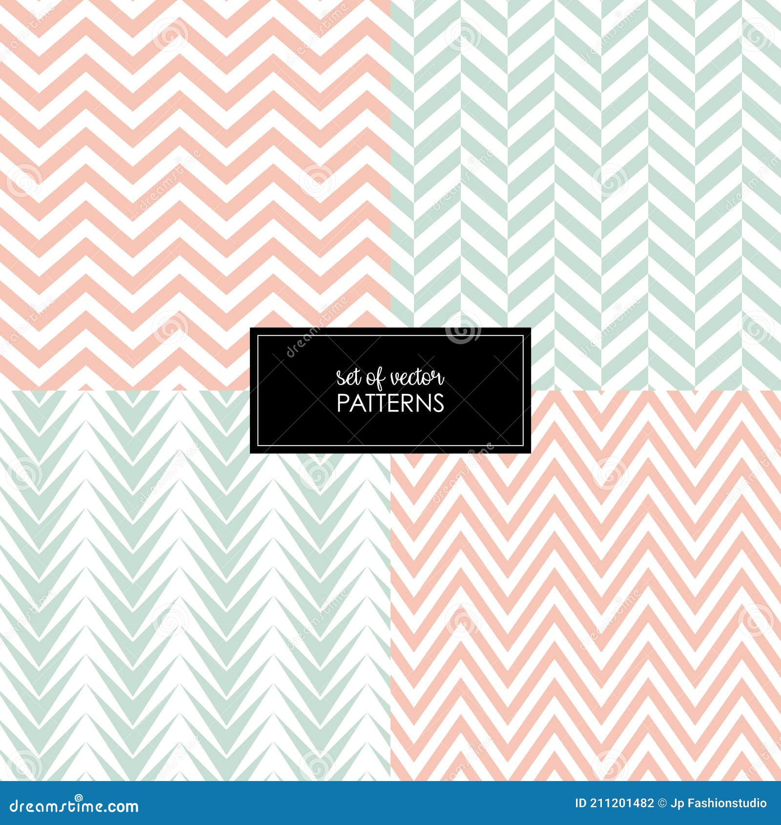 Set of Four Chevron Patterns. Vector Illustration. Geometric Zigzag ...