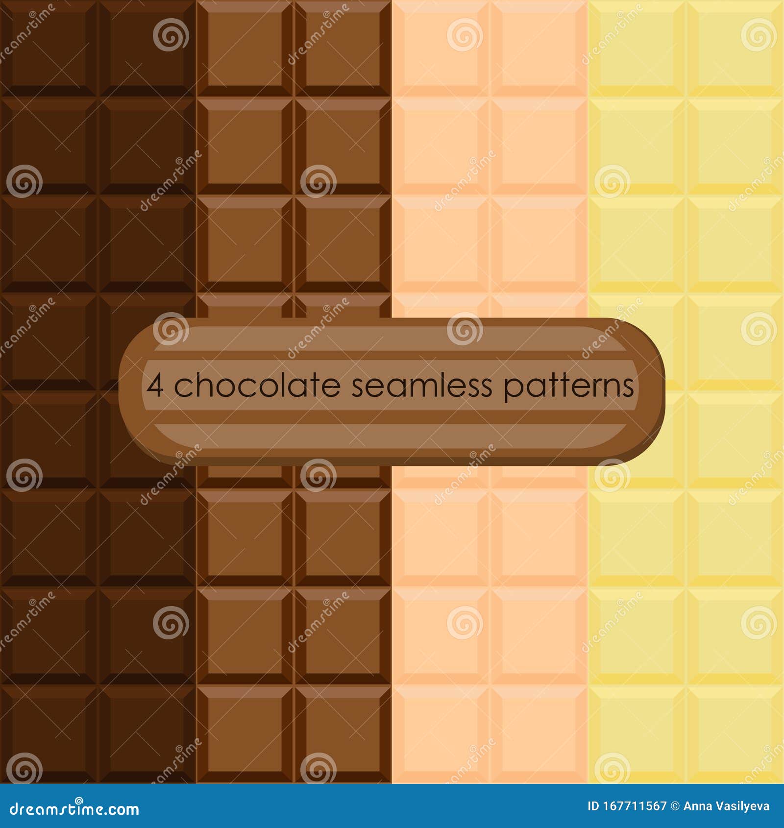 Set of Four Chocolate Seamless Patterns. Chocolate Bar Backgrounds ...