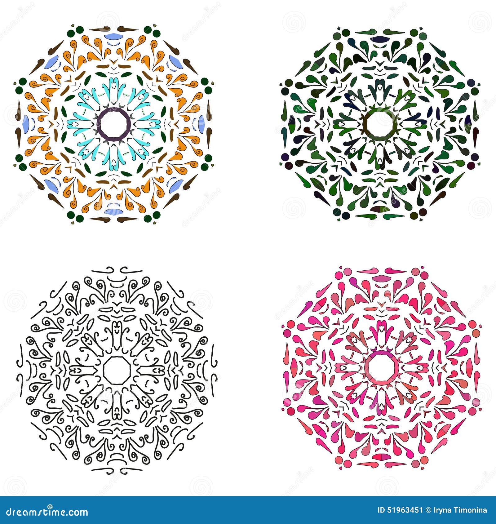 Set of Four Circular Patterns Stock Vector - Illustration of beautiful ...