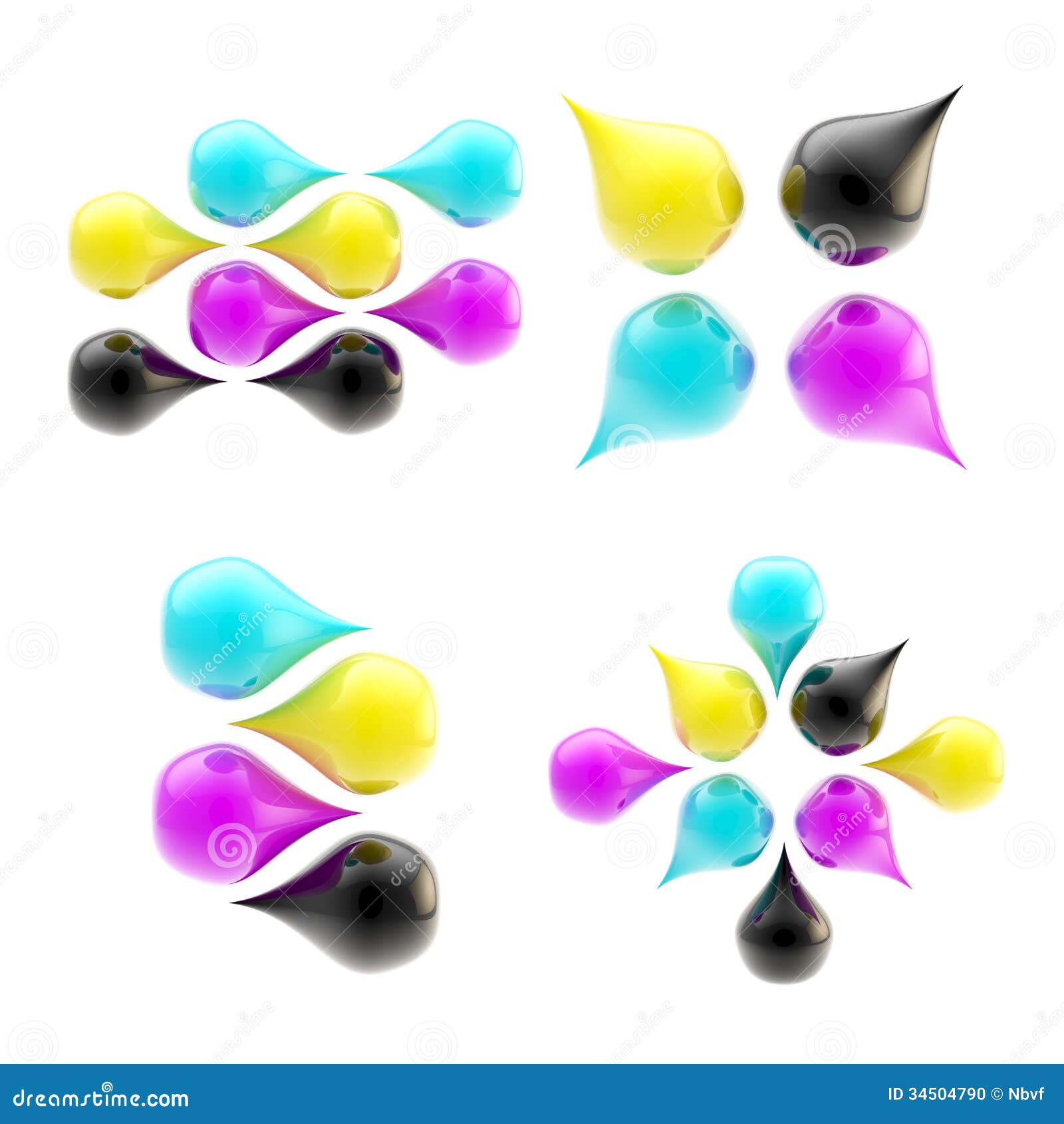 Set of Four Cmyk Drop Icons Isolated Stock Illustration - Illustration ...
