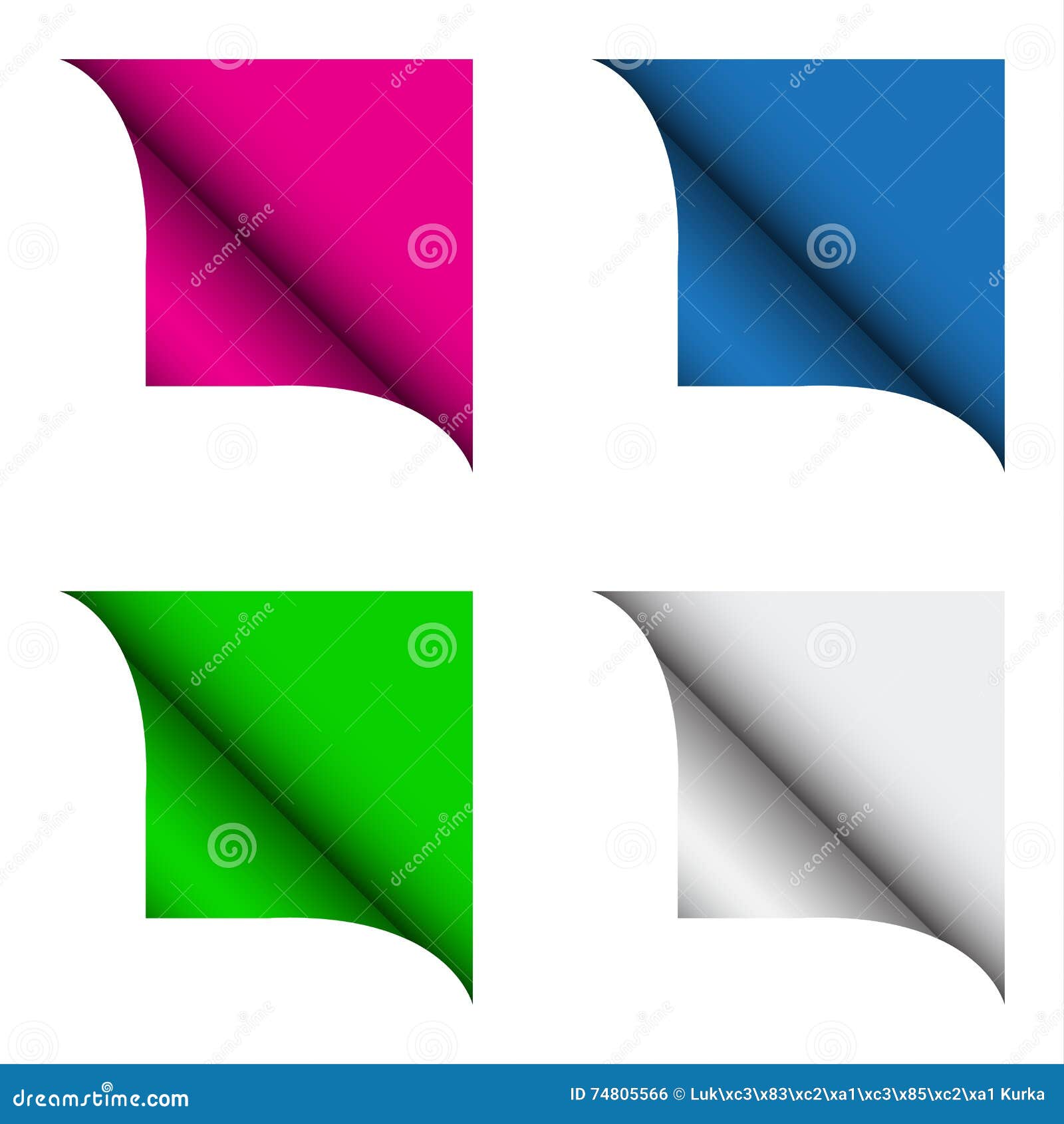 Set of Four Color Curled Corner Stock Vector - Illustration of curled ...