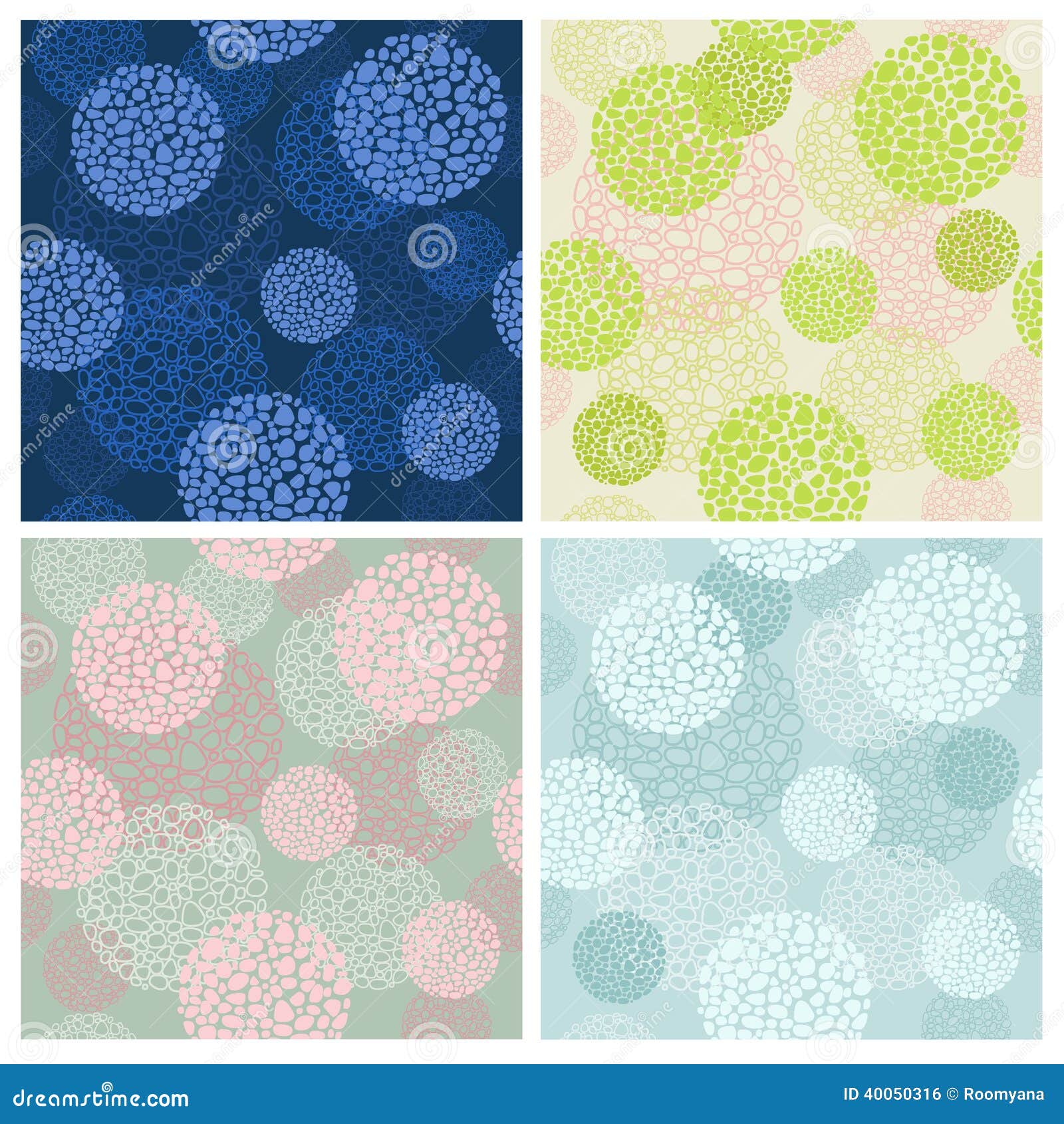 Set Four Color Seamless Backgrounds from Abstract Round Forms Stock ...